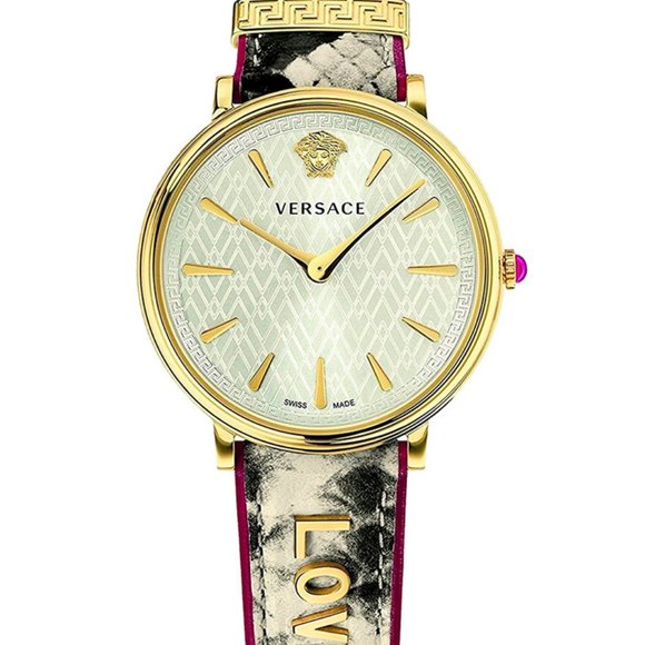 Versace | Accessories | Versace Womens Gold Two Tone Lizard Watch ...